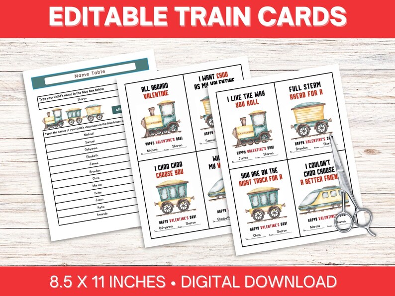 EDITABLE Locomotive Valentine Printable, Printable Train Valentine ...