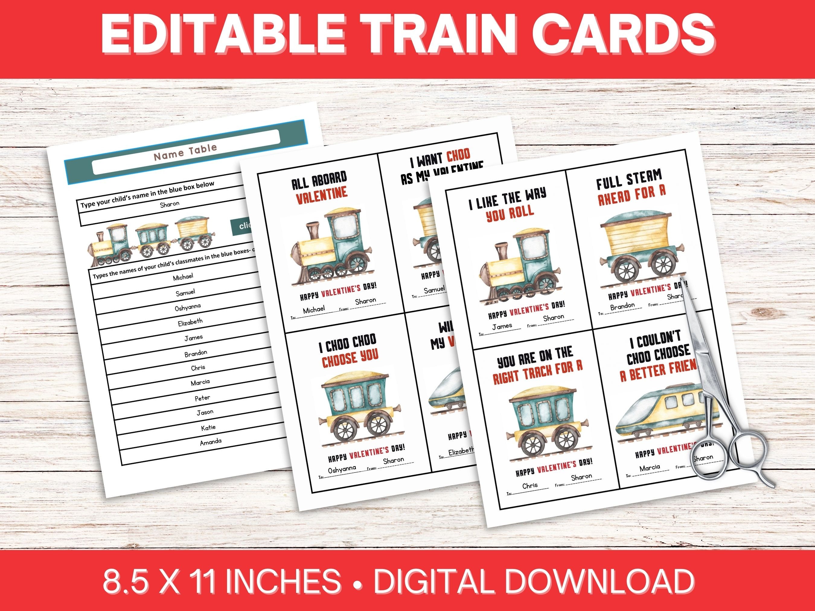 EDITABLE Locomotive Valentine Printable, Printable Train Valentine ...