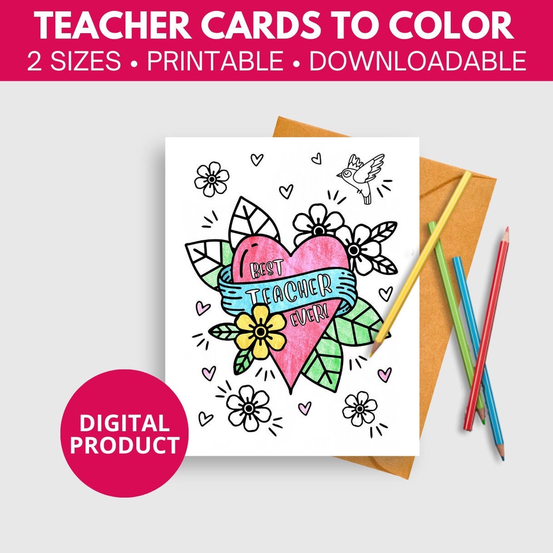 Printable Teacher Appreciation Coloring Card, Amazing Teacher Card ...