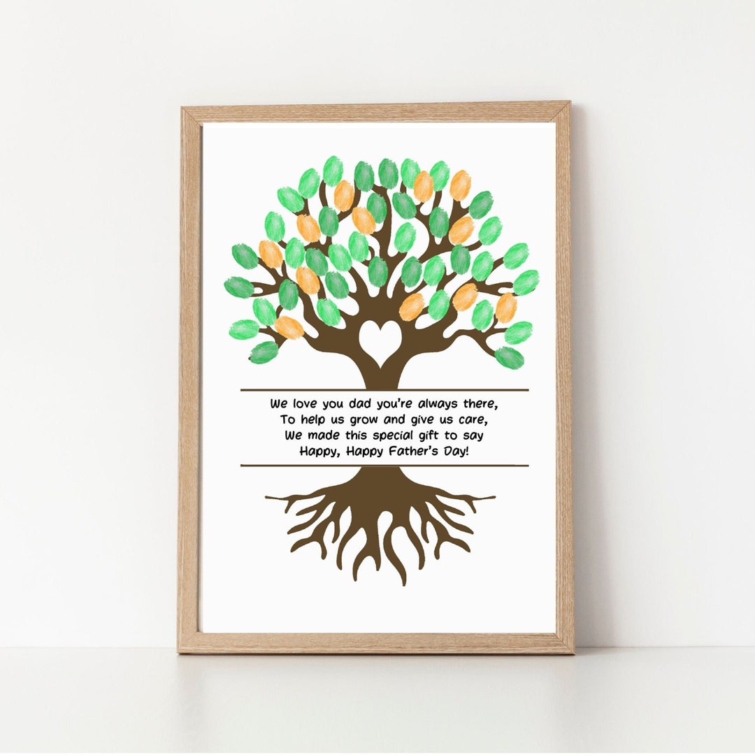 Father’s Day Fingerprint Craft, Fingerprint Tree, Meaningful Dad Gift ...