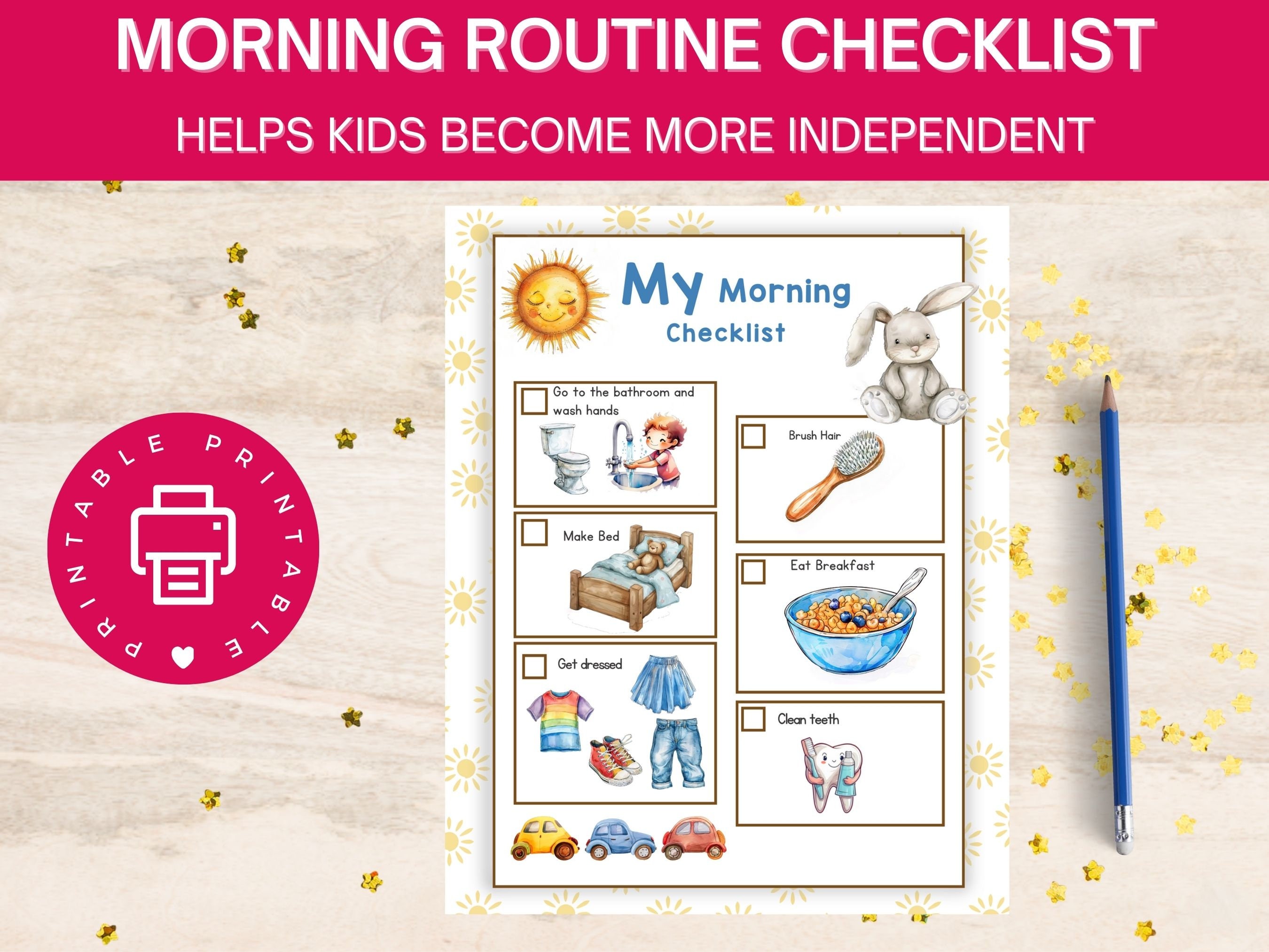 Morning Routine Chart for Kids Visual Schedule Kids Routine Chart ...