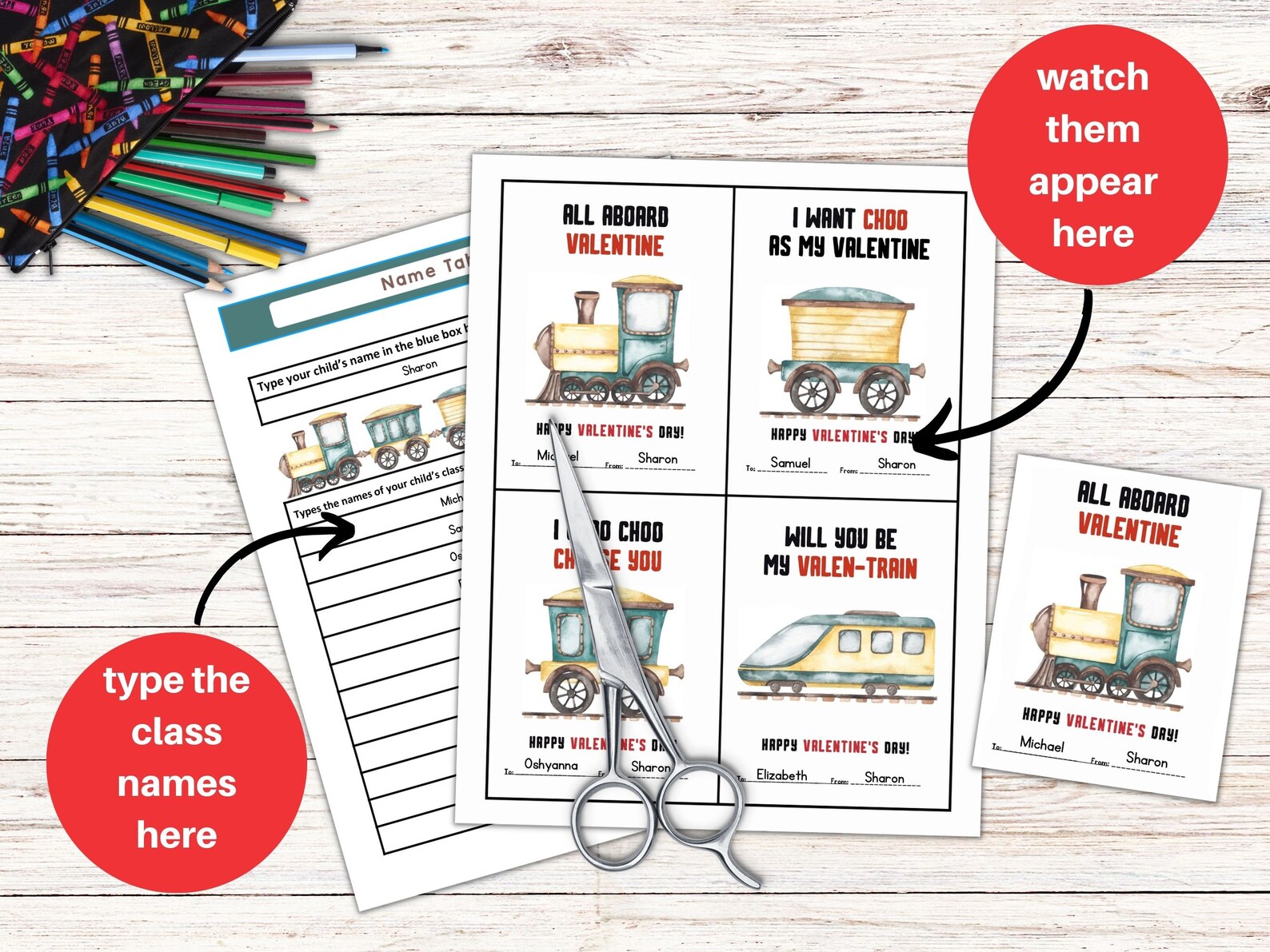 EDITABLE Locomotive Valentine Printable, Printable Train Valentine ...