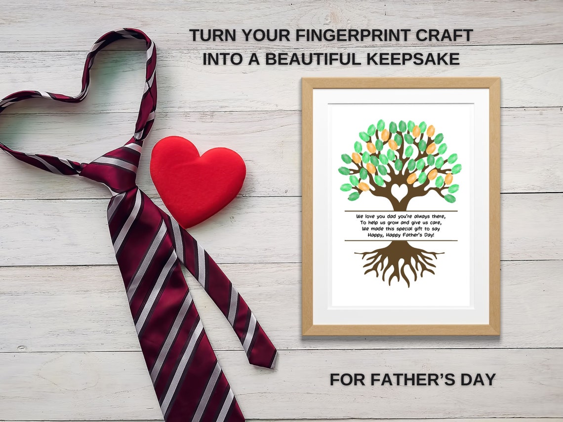 Fathers Day Fingerprint Craft, Fingerprint Tree, Meaningful Dad Gift ...
