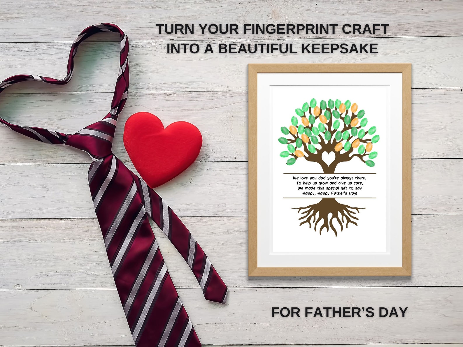 Father’s Day Fingerprint Craft, Fingerprint Tree, Meaningful Dad Gift ...