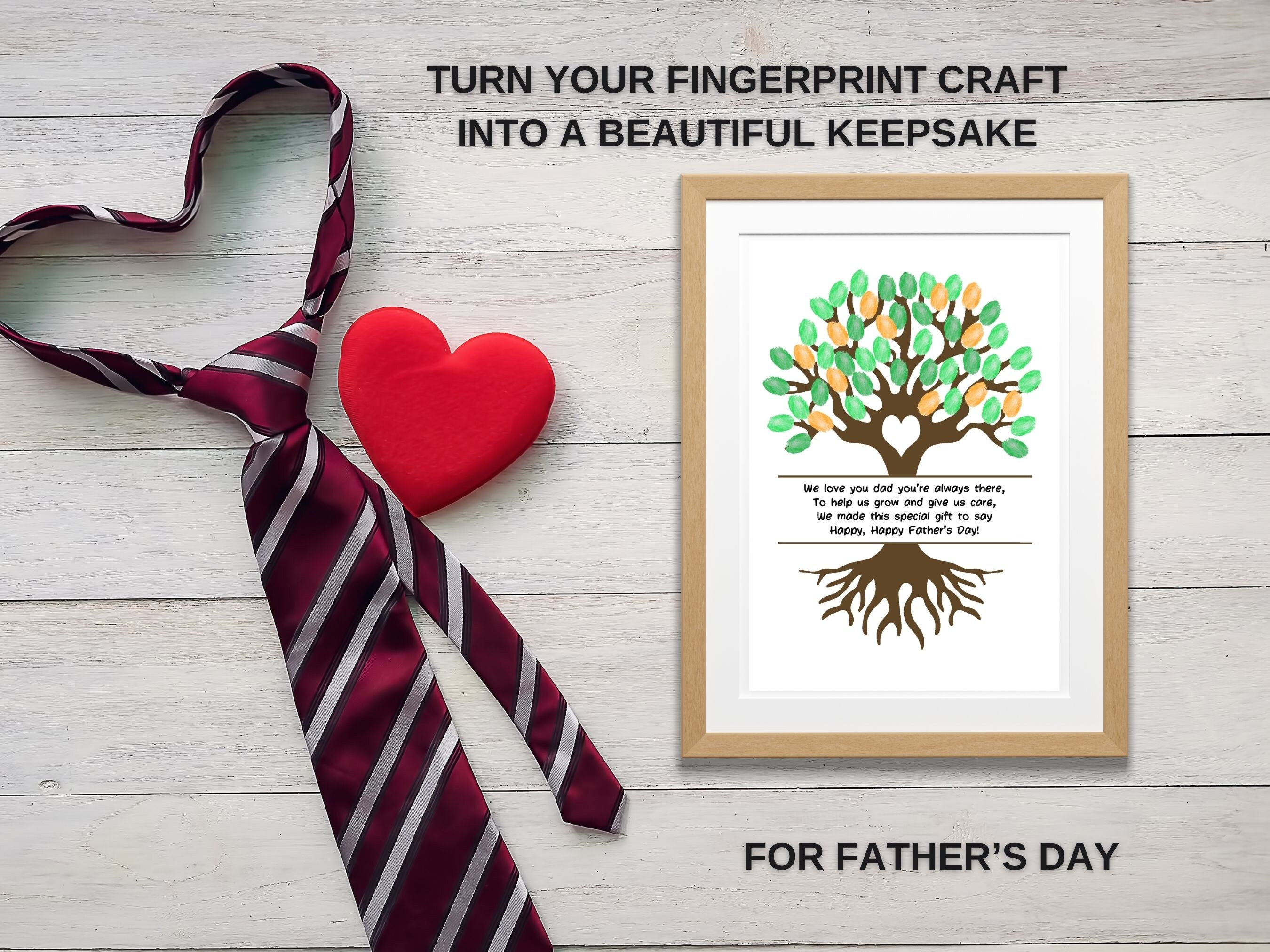 Father’s Day Fingerprint Craft, Fingerprint Tree, Meaningful Dad Gift ...