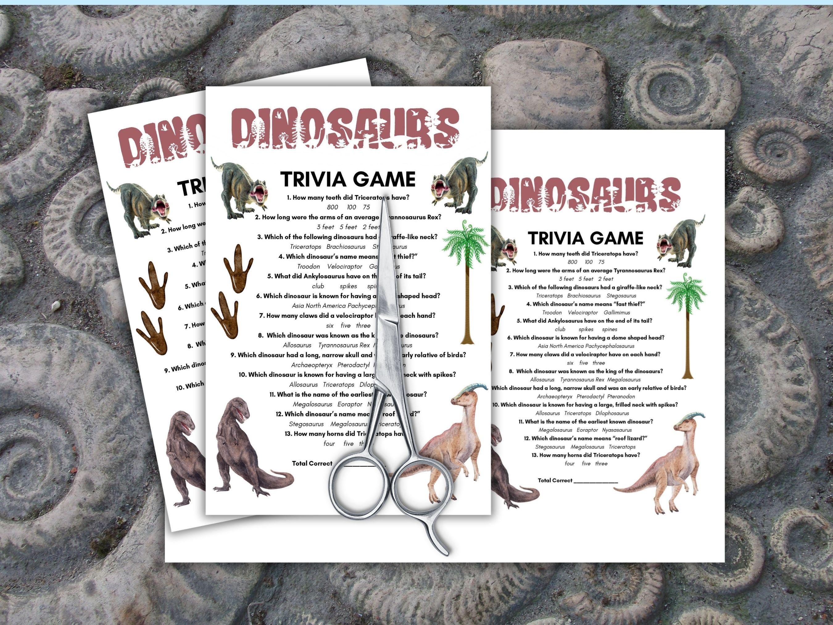 Dinosaur Trivia Game, Printable Dinosaur Game for Kids & Adults ...