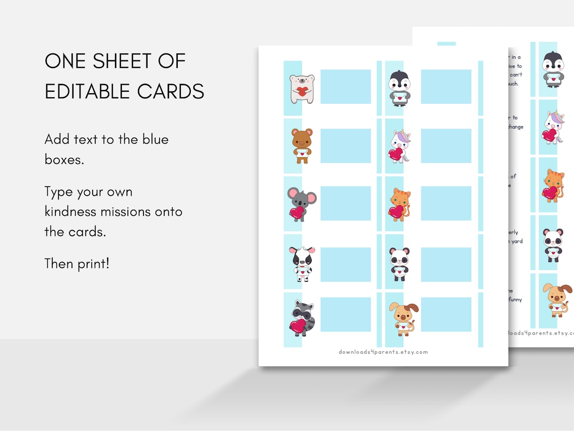 Printable Kindness Cards, Random Acts of Kindness, Printable Acts of ...