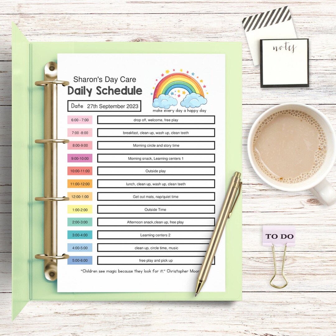 Daily Daycare Schedule, Daily Schedule for Kids, Daily Routine ...