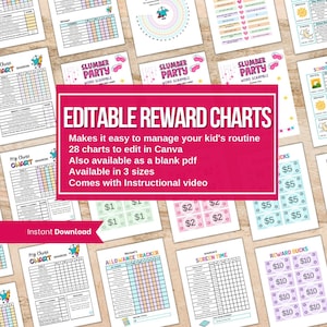 Editable Reward Chart Bundle for Kids | Fun Chore Chart Designs | Daily ...