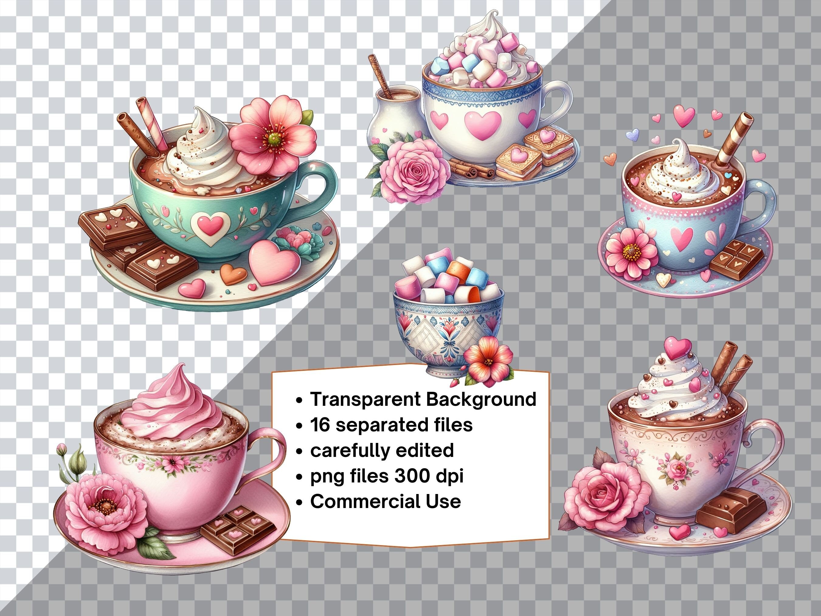Hot Chocolate Clipart, Watercolor Hot Chocolate Clipart, Love Hot ...
