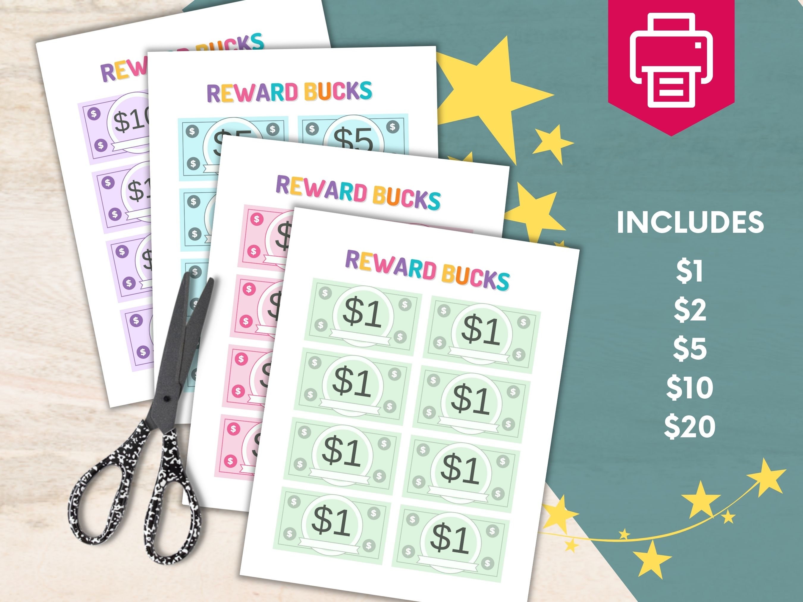 Editable Reward Bucks, Kids Reward Chart, Mom Bucks, Kids Reward Coupon ...
