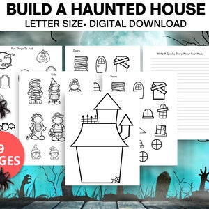 Printable Halloween Kids Activity, Build A Haunted House Coloring Page ...