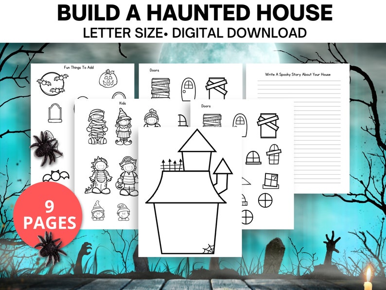 Printable Halloween Kids Activity, Build A Haunted House Coloring Page ...