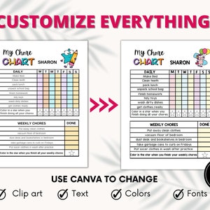 Editable Reward Chart Bundle for Kids | Fun Chore Chart Designs | Daily ...