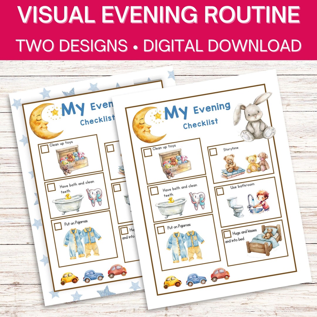 Bedtime Routine, Visual Schedule, Kids Routine Chart, Toddler Schedule ...