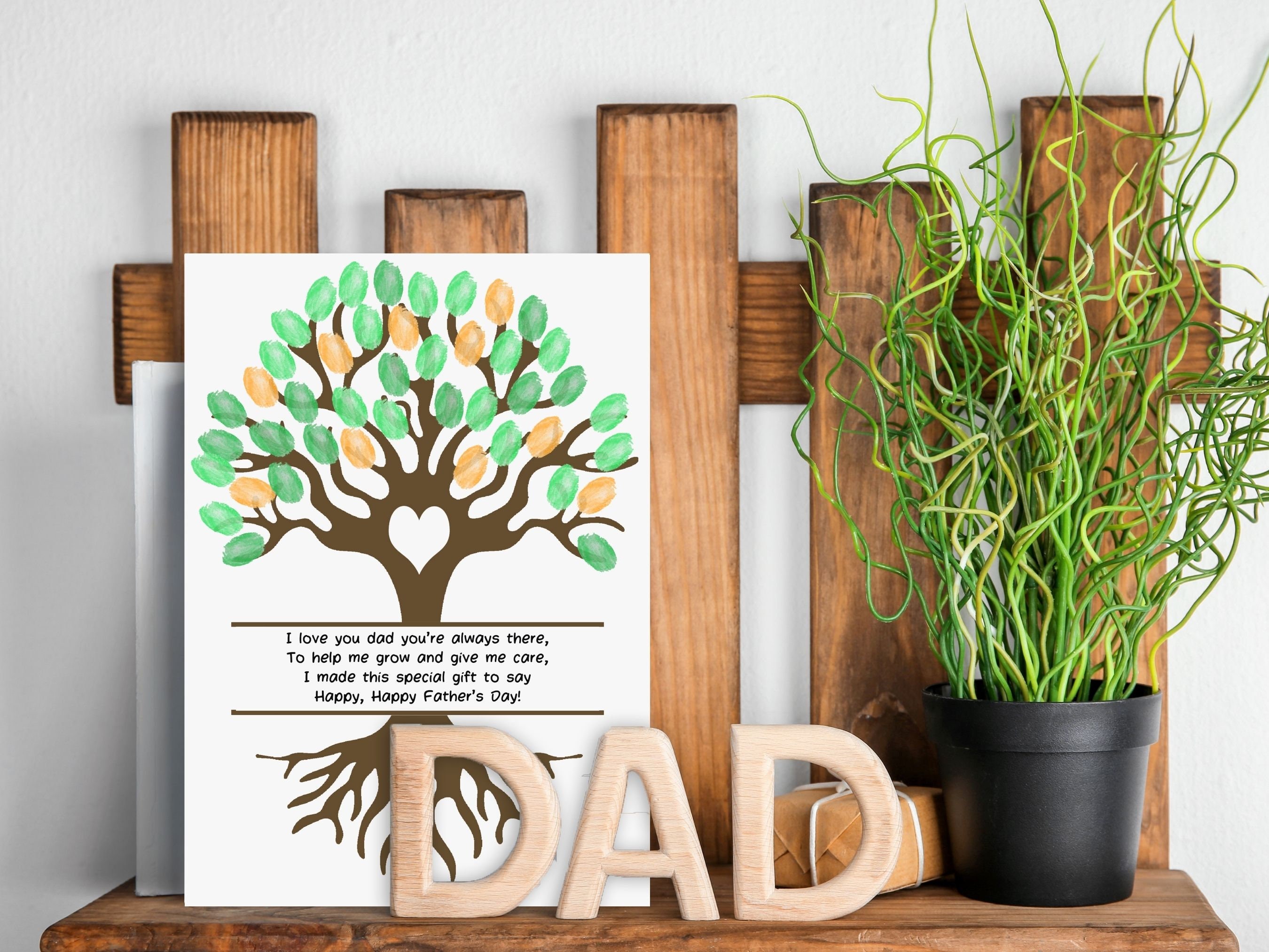 Father’s Day Fingerprint Craft, Fingerprint Tree, Meaningful Dad Gift ...