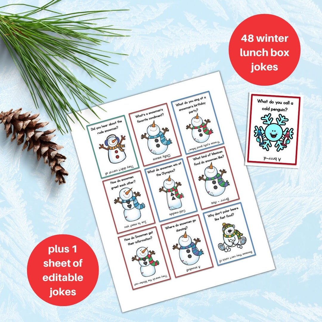 Winter Lunchbox Jokes, Winter Jokes, Joke Lunch Box Notes, Lunchbox ...