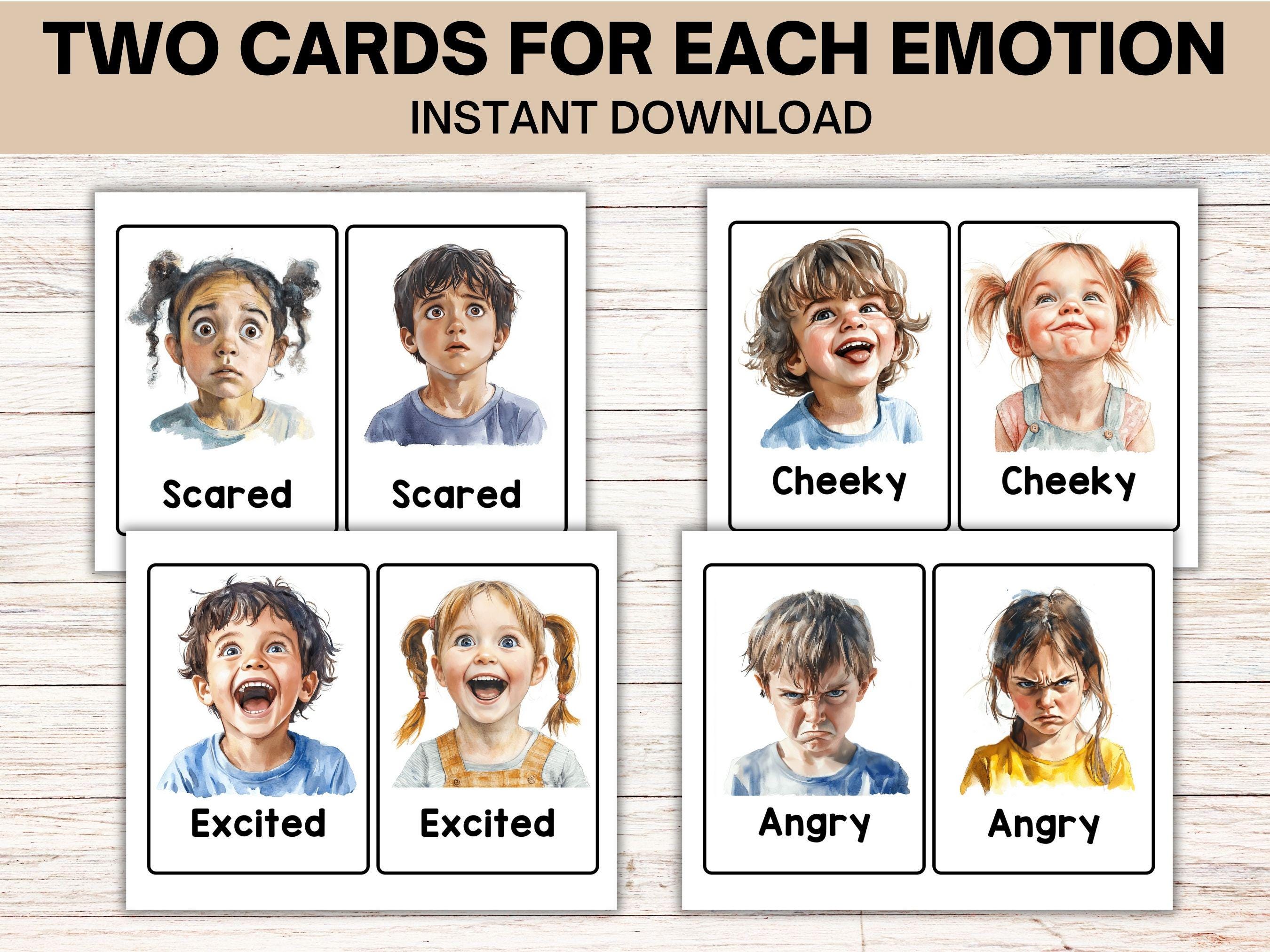 Preschool Emotions Flashcard, Emotions Face Flashcards, Preschool ...