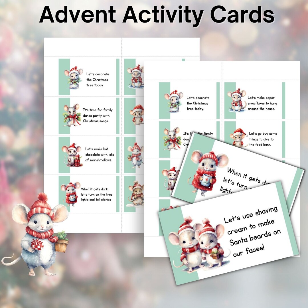 Advent Activity Cards, Family Kids Advent Activities, Advent Calendar ...