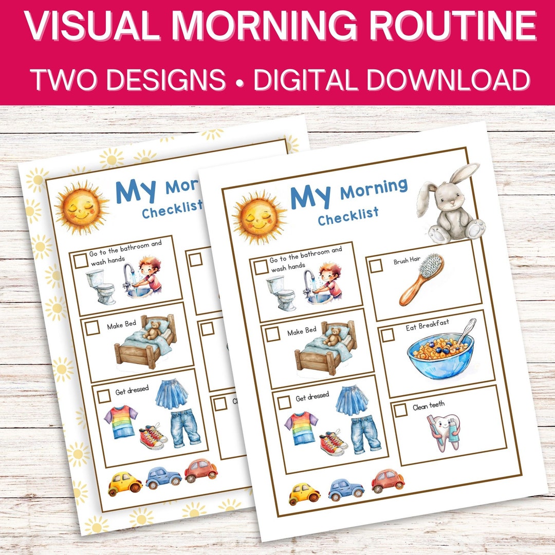 Morning Routine Chart for Kids Visual Schedule Kids Routine Chart ...