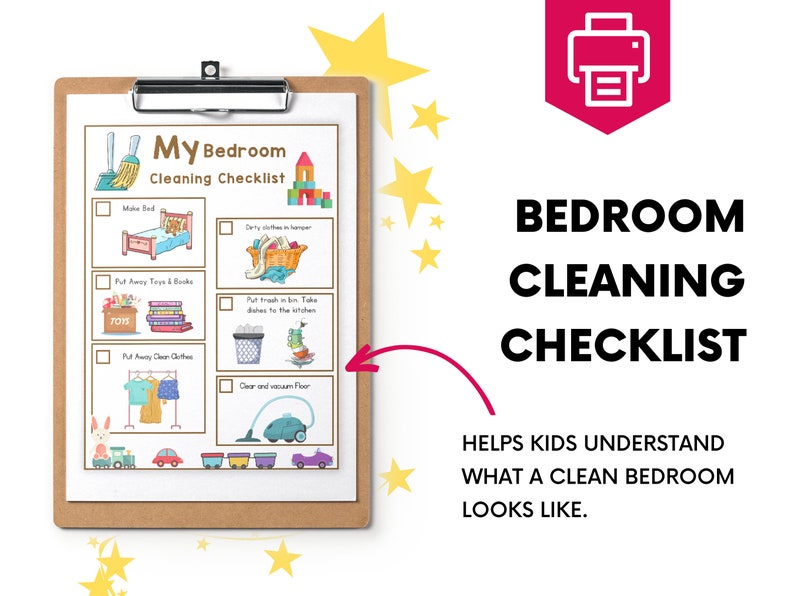 Printable Bedroom Cleaning Checklist for Kids Clean Room Checklist ...