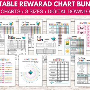 Editable Reward Chart Bundle for Kids | Fun Chore Chart Designs | Daily ...