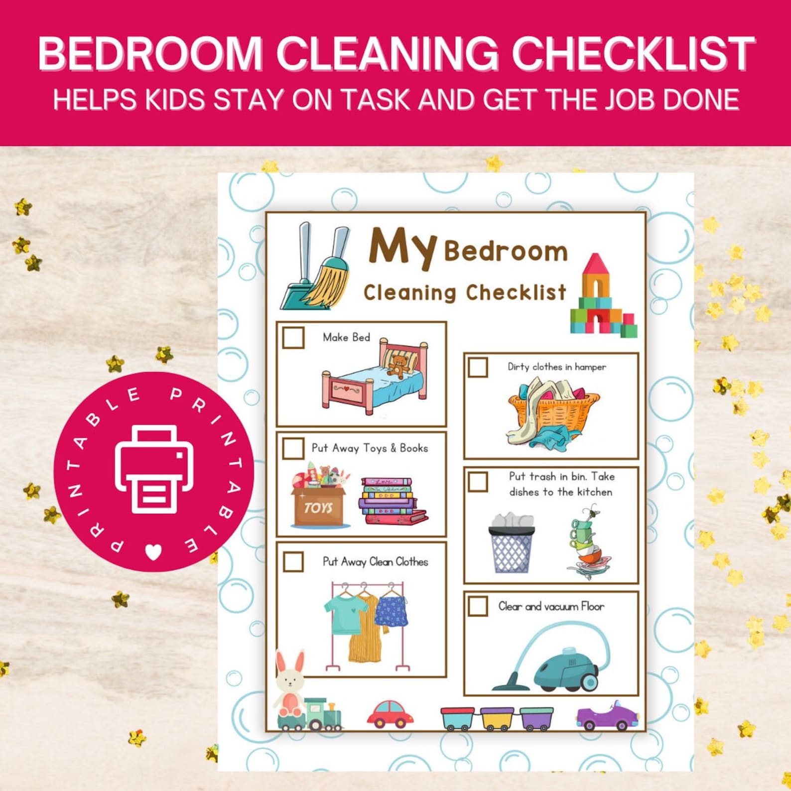 Printable Bedroom Cleaning Checklist for Kids Clean Room Checklist ...