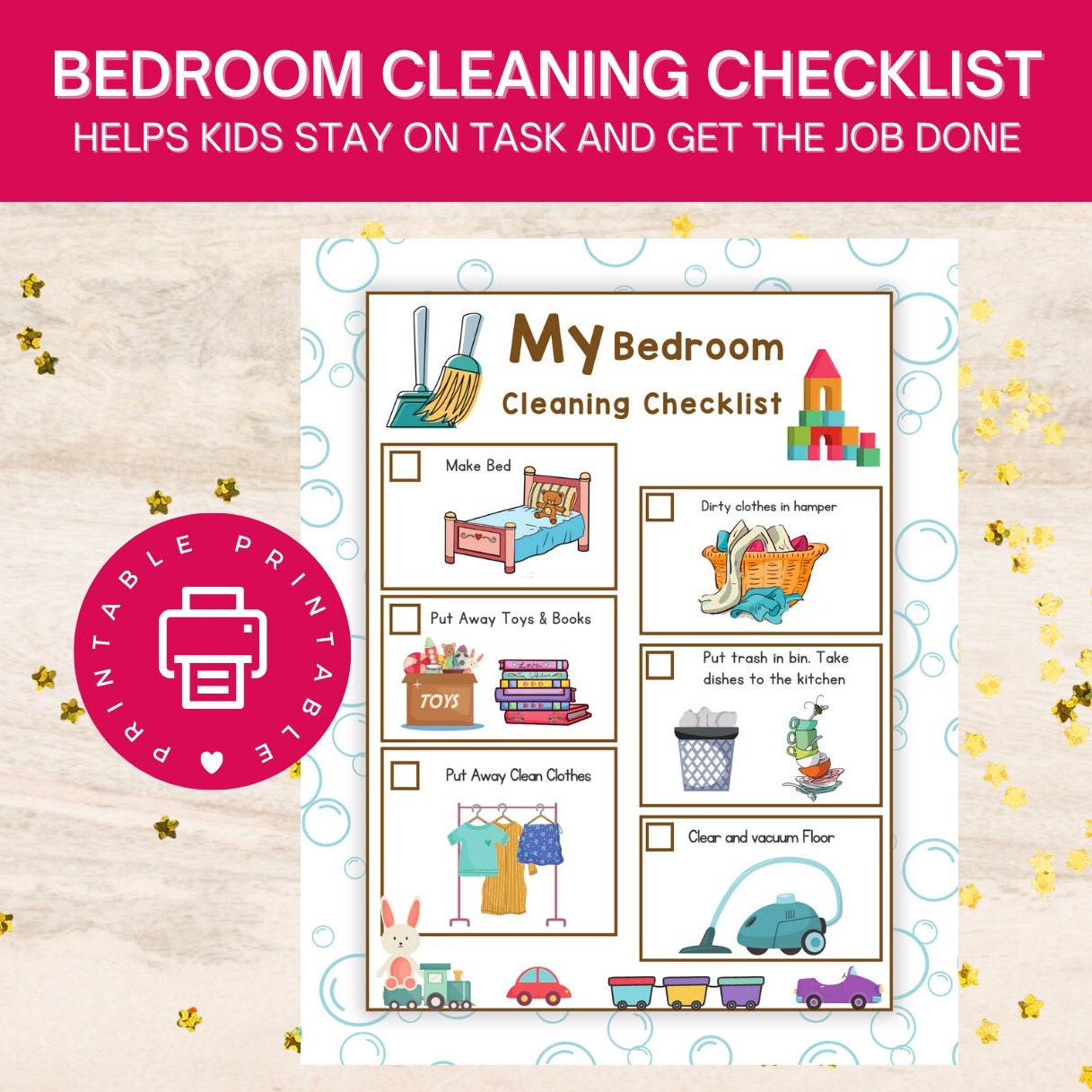 Printable Bedroom Cleaning Checklist for Kids Clean Room Checklist ...