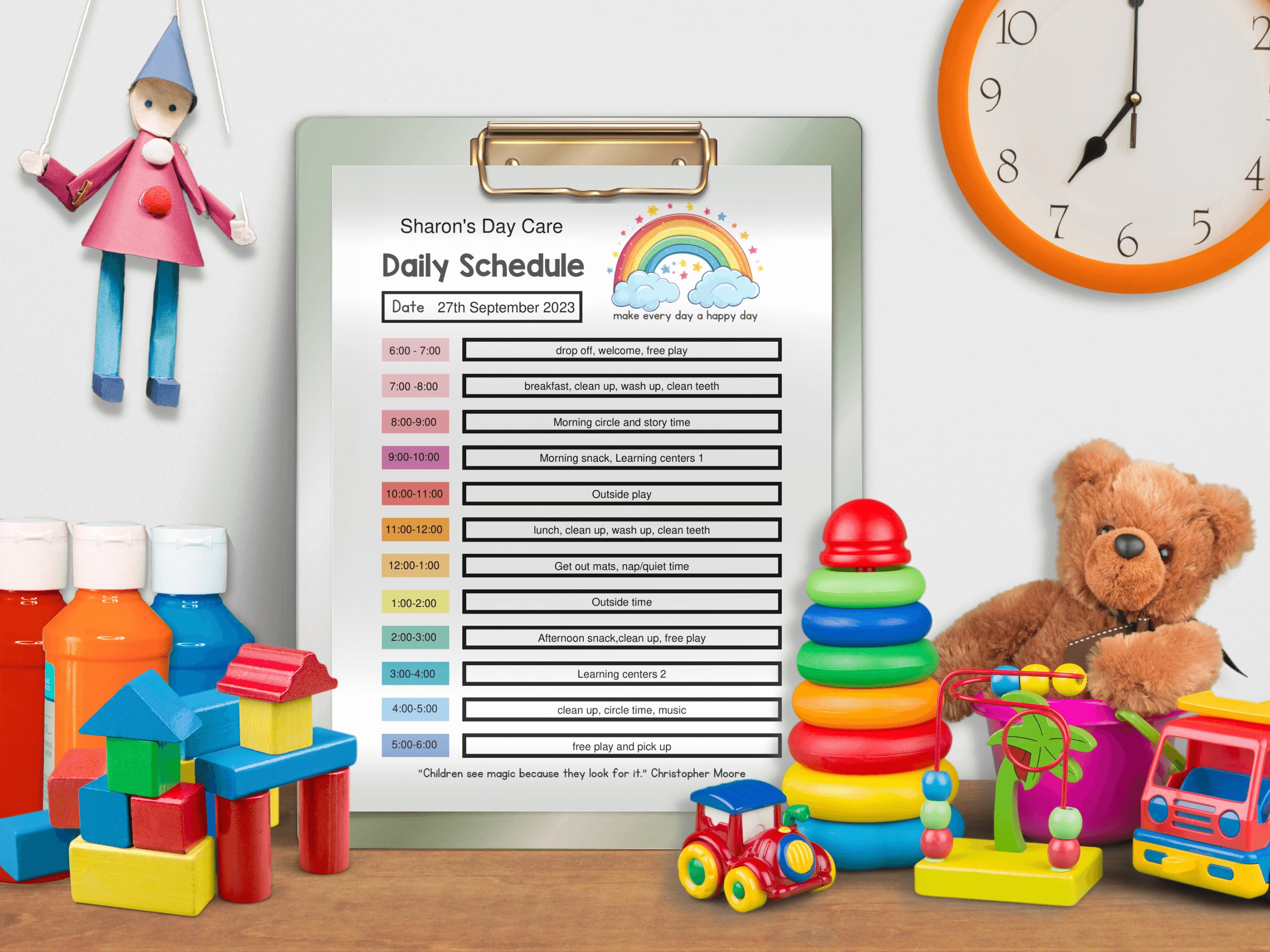 Daily Daycare Schedule, Daily Schedule for Kids, Daily Routine ...