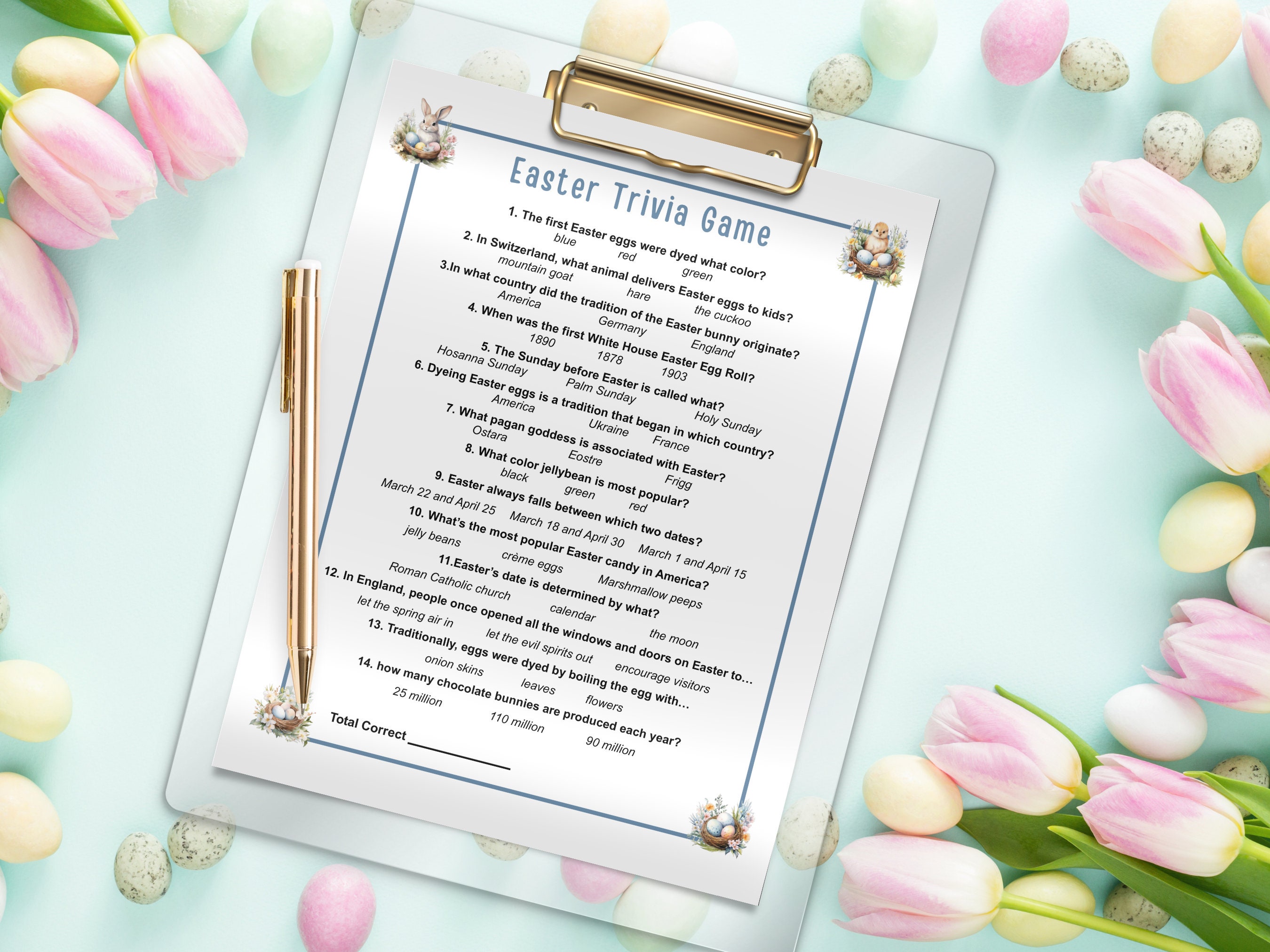 Easter Trivia Game, Easter Trivia Quiz, Printable Easter Party Game ...