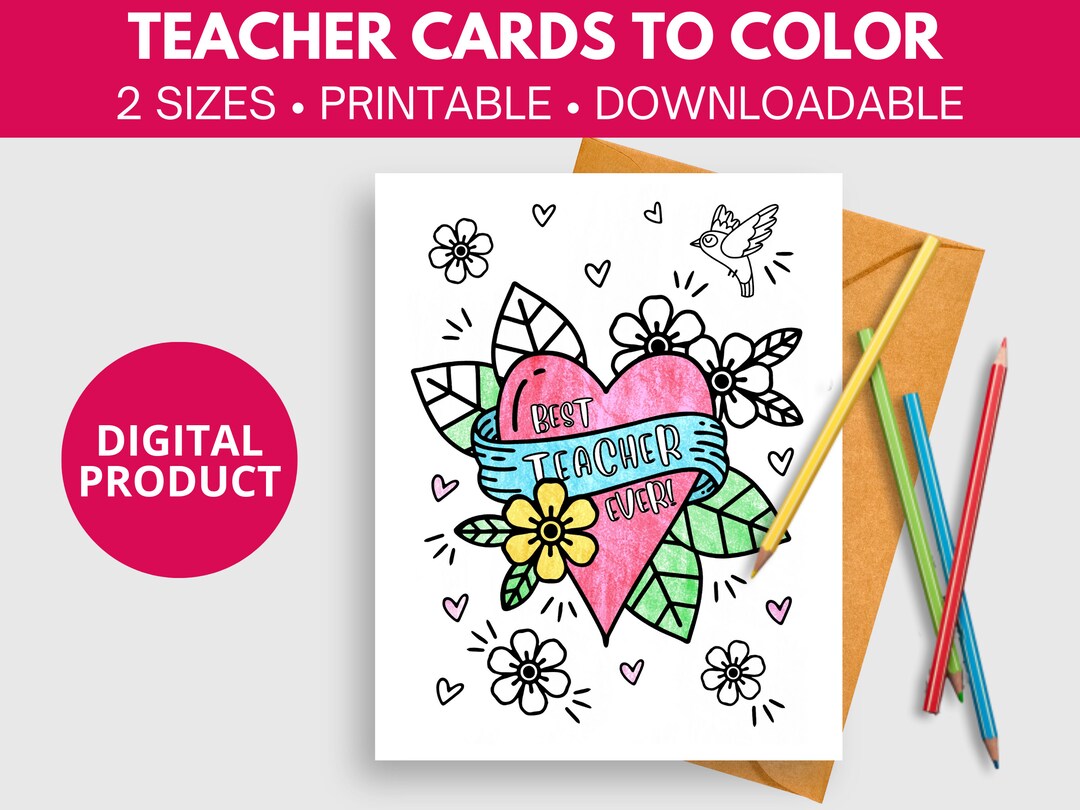 Printable Teacher Appreciation Coloring Card Amazing Teacher - Etsy