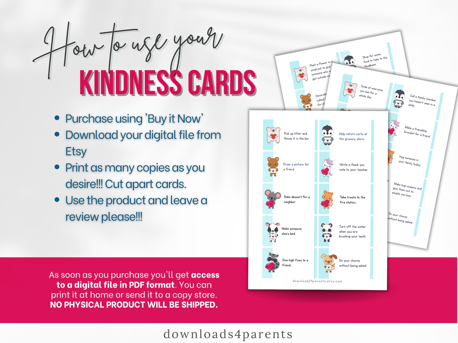 Printable Kindness Cards, Random Acts of Kindness, Printable Acts of ...