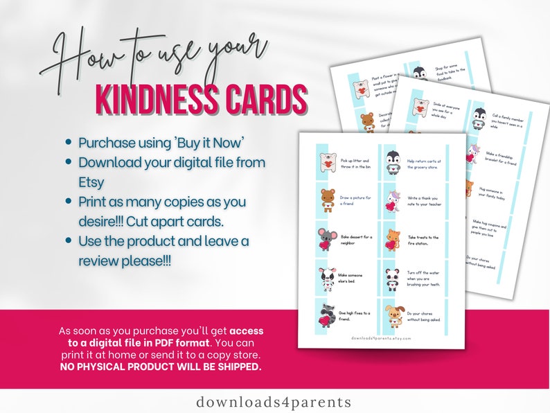 Printable Kindness Cards, Random Acts of Kindness, Printable Acts of ...
