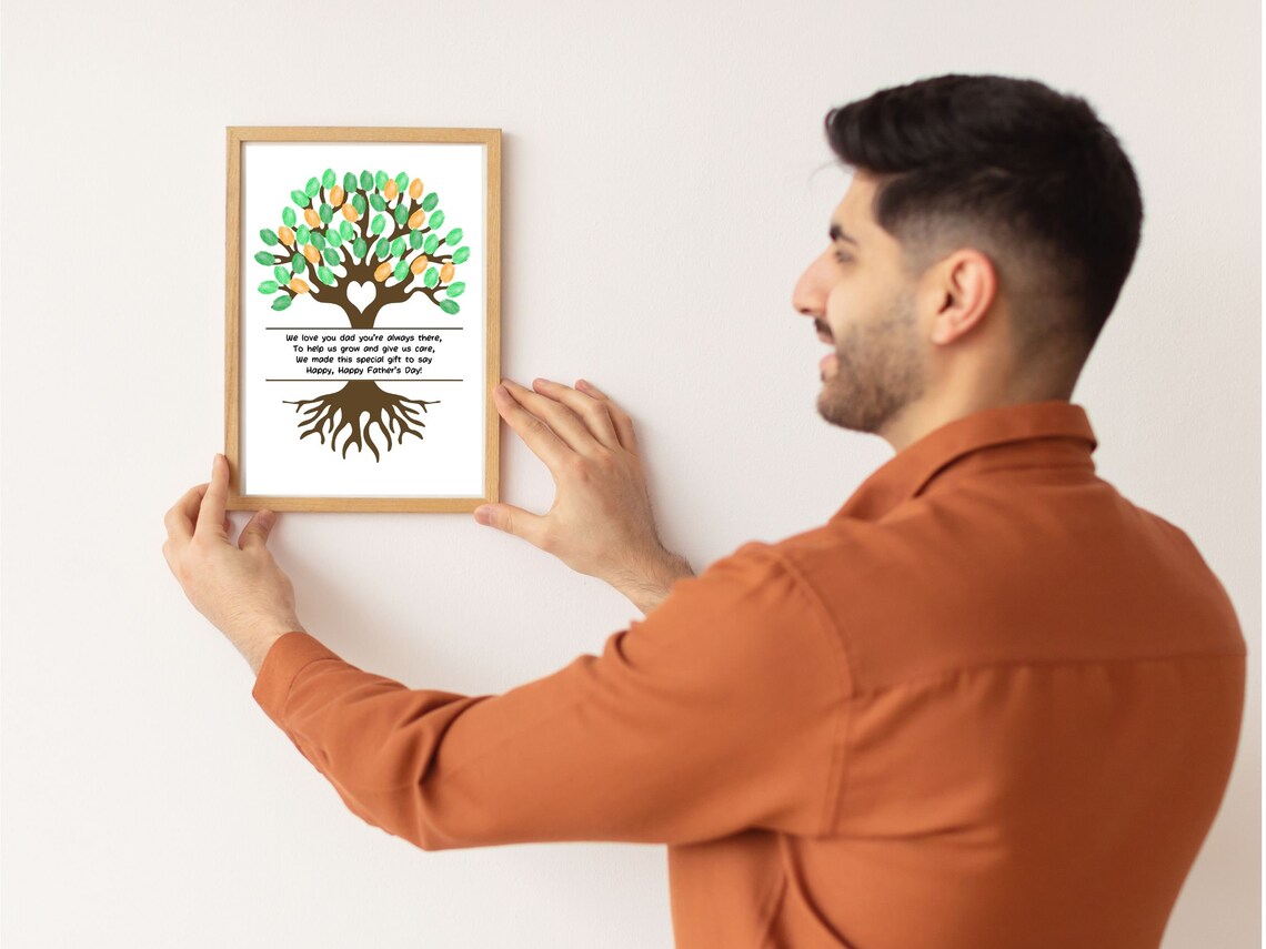 Fathers Day Fingerprint Craft, Fingerprint Tree, Meaningful Dad Gift ...