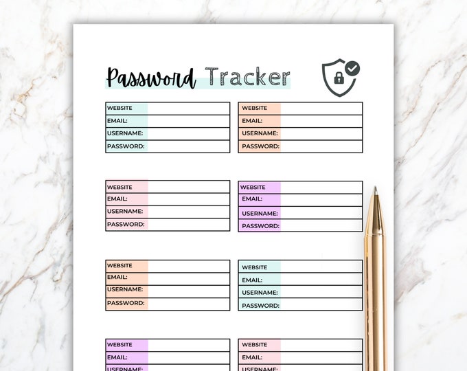 Editable Fillable Password Tracker, Password Log, Password Organizer ...