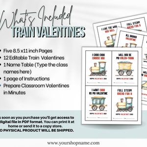 EDITABLE Locomotive Valentine Printable, Printable Train Valentine ...