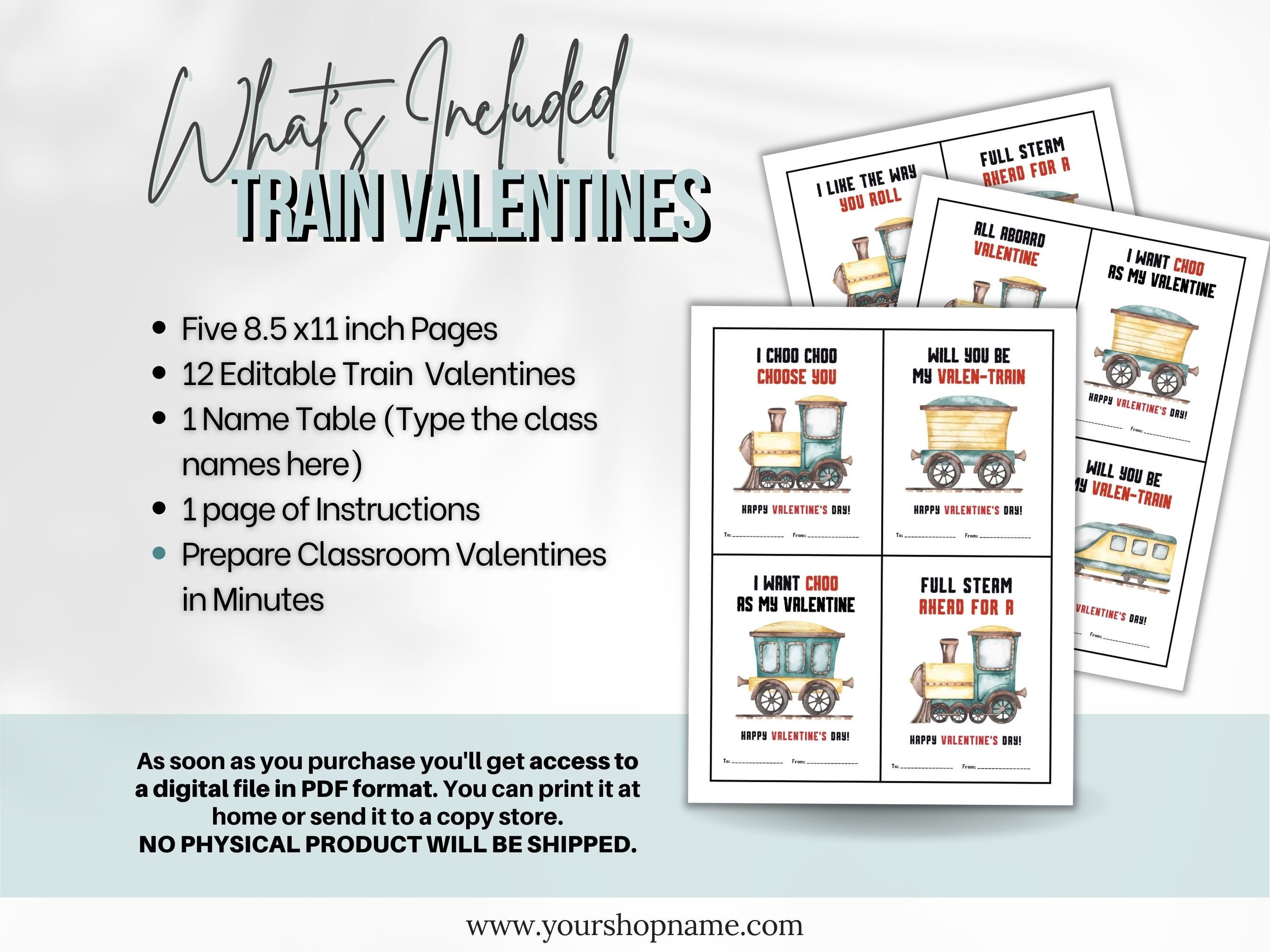 EDITABLE Locomotive Valentine Printable, Printable Train Valentine ...