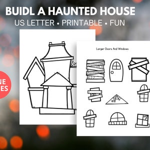 Printable Halloween Kids Activity, Build A Haunted House Coloring Page ...