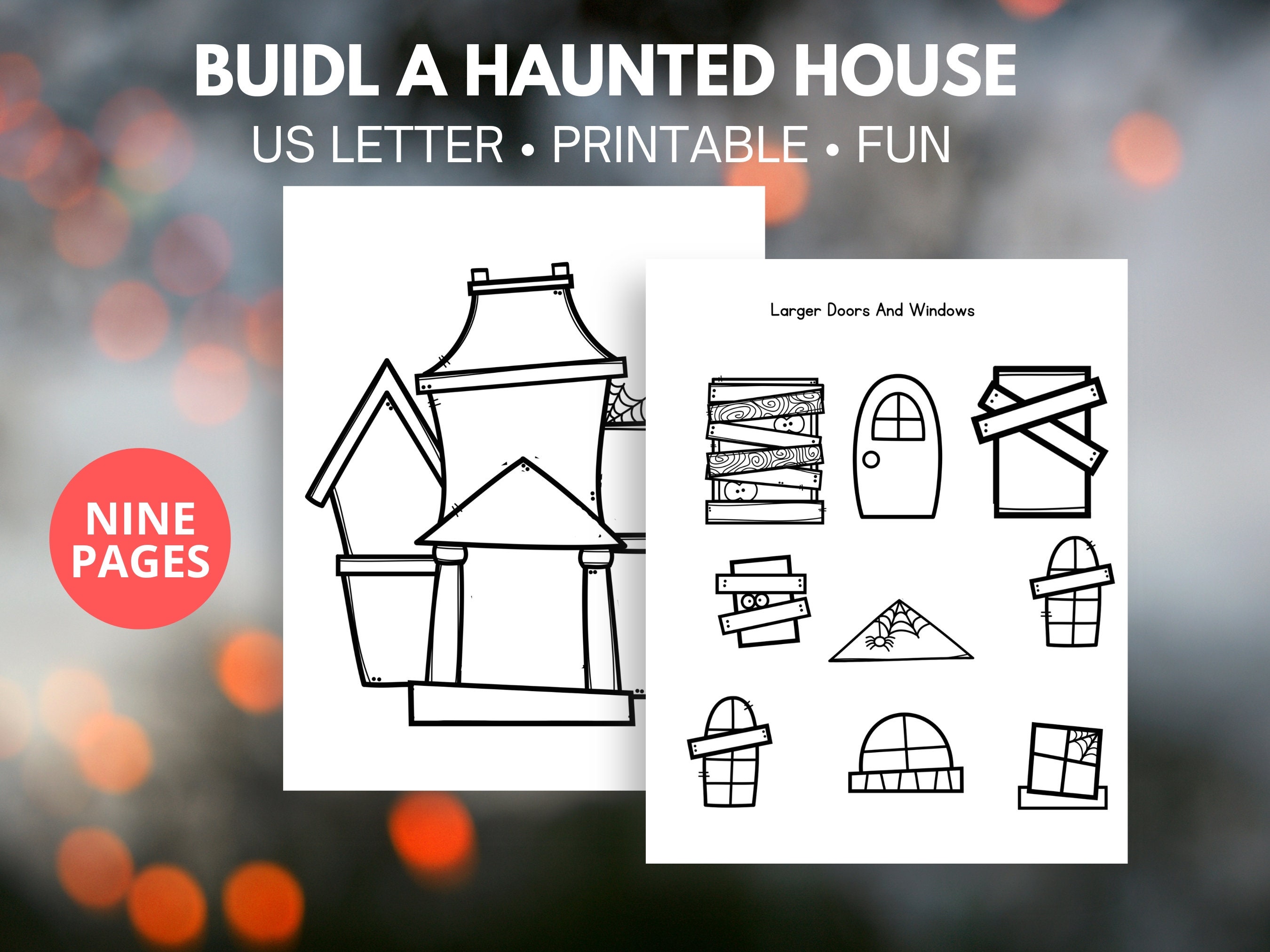 Printable Halloween Kids Activity, Build A Haunted House Coloring Page ...