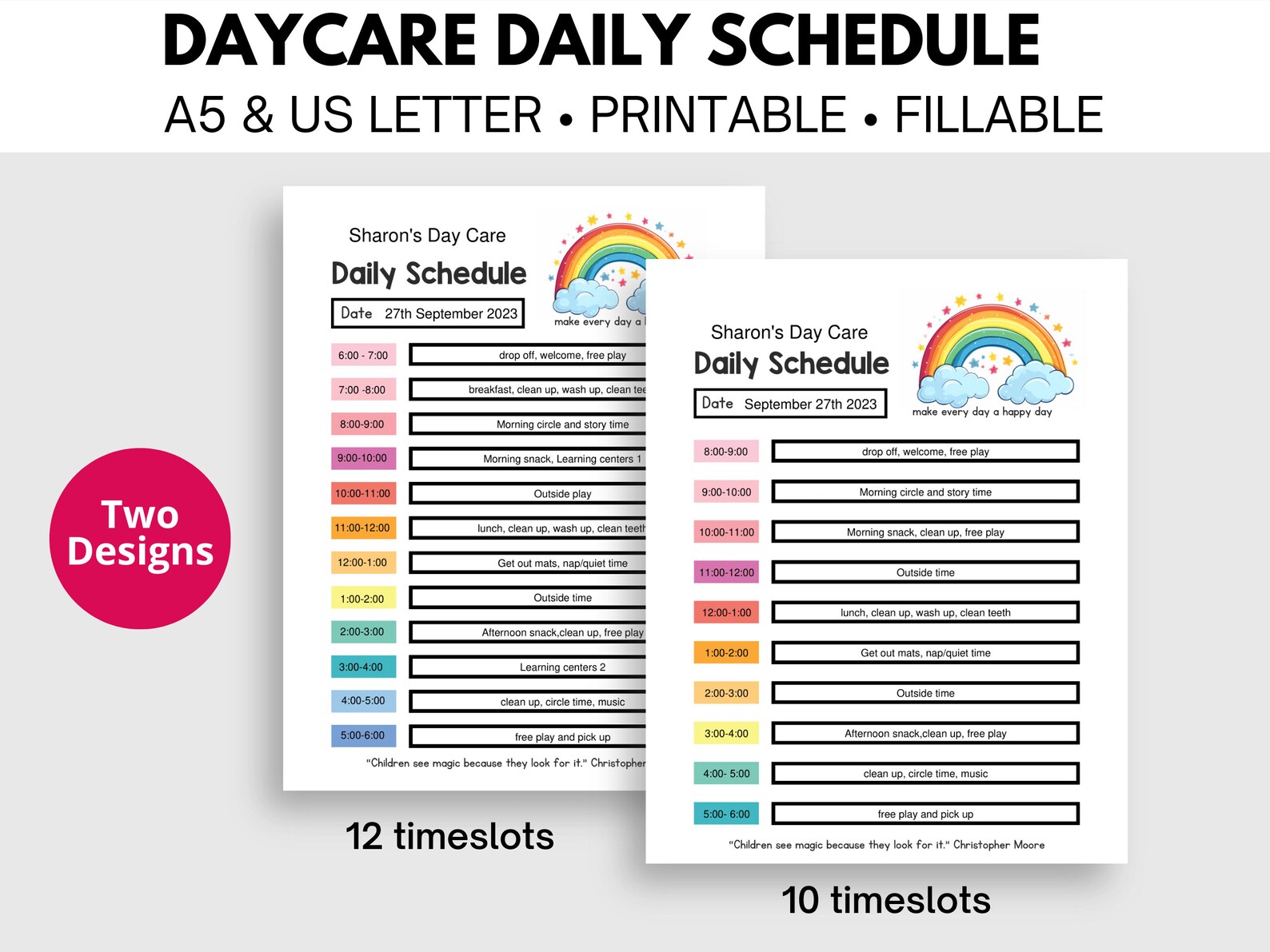 Daily Daycare Schedule, Daily Schedule for Kids, Daily Routine ...