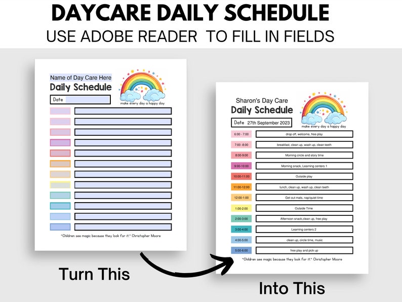Daily Daycare Schedule, Daily Schedule for Kids, Daily Routine ...