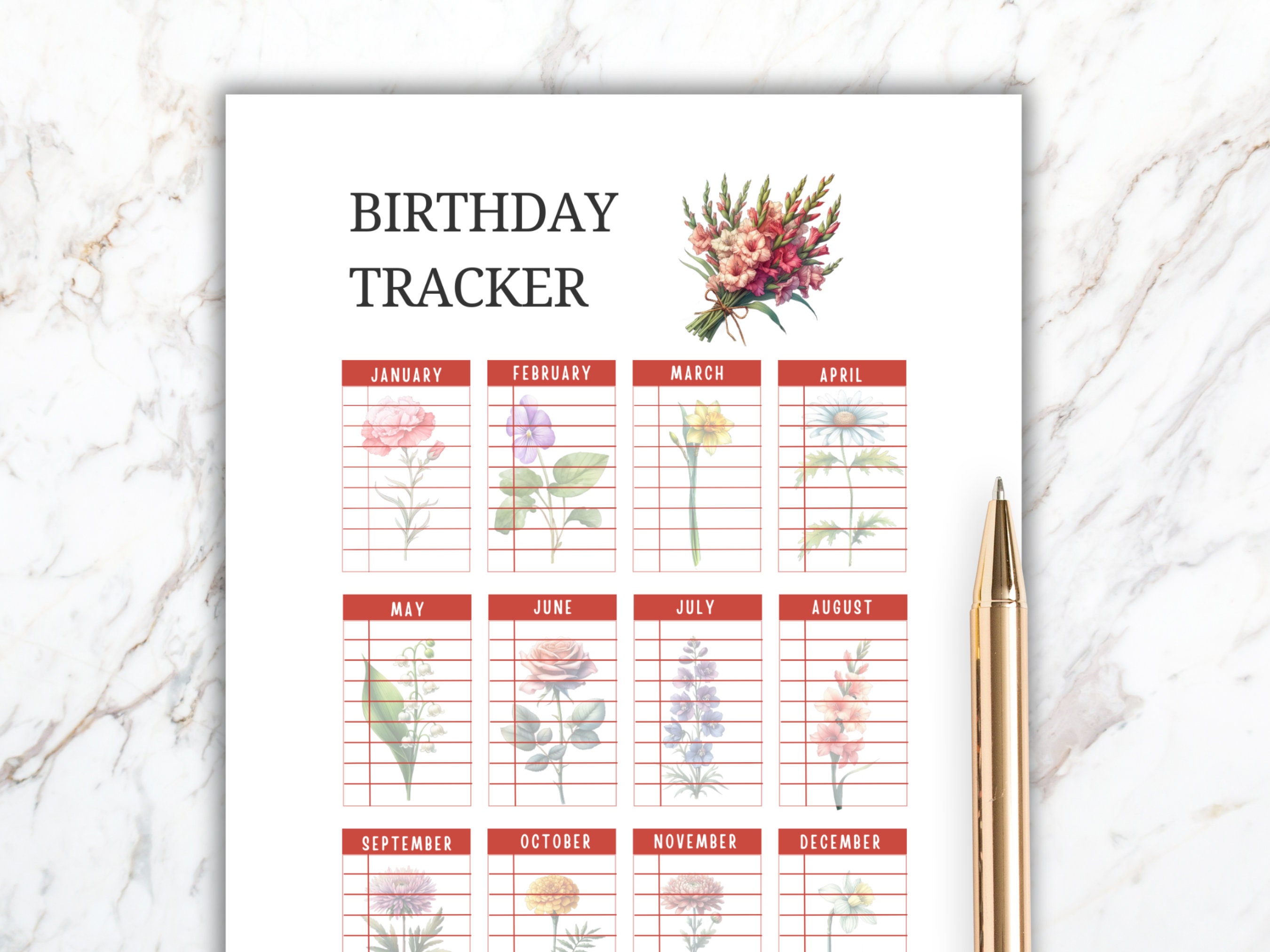 Editable Perpetual Birthday Calendar, Birthday Checklist, Birthdays ...