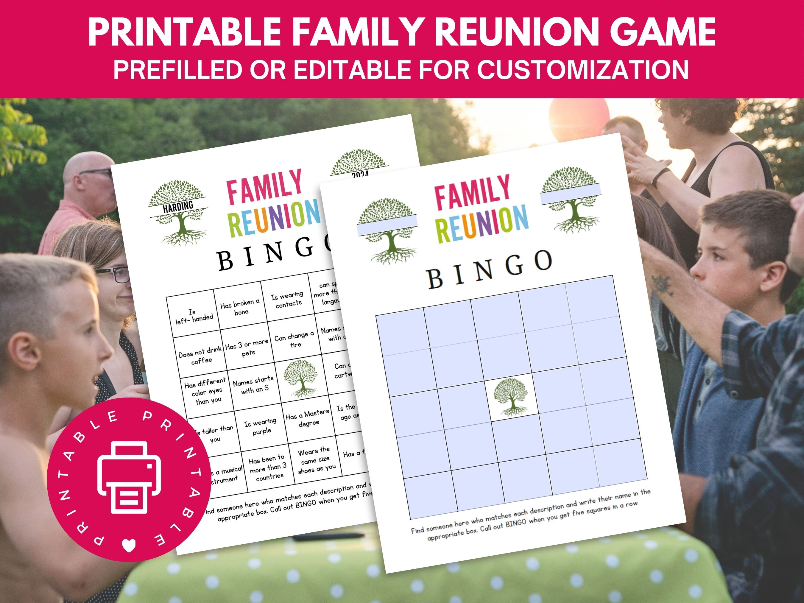 Editable Family Reunion Bingo, Family Reunion Games, Find the Guest ...