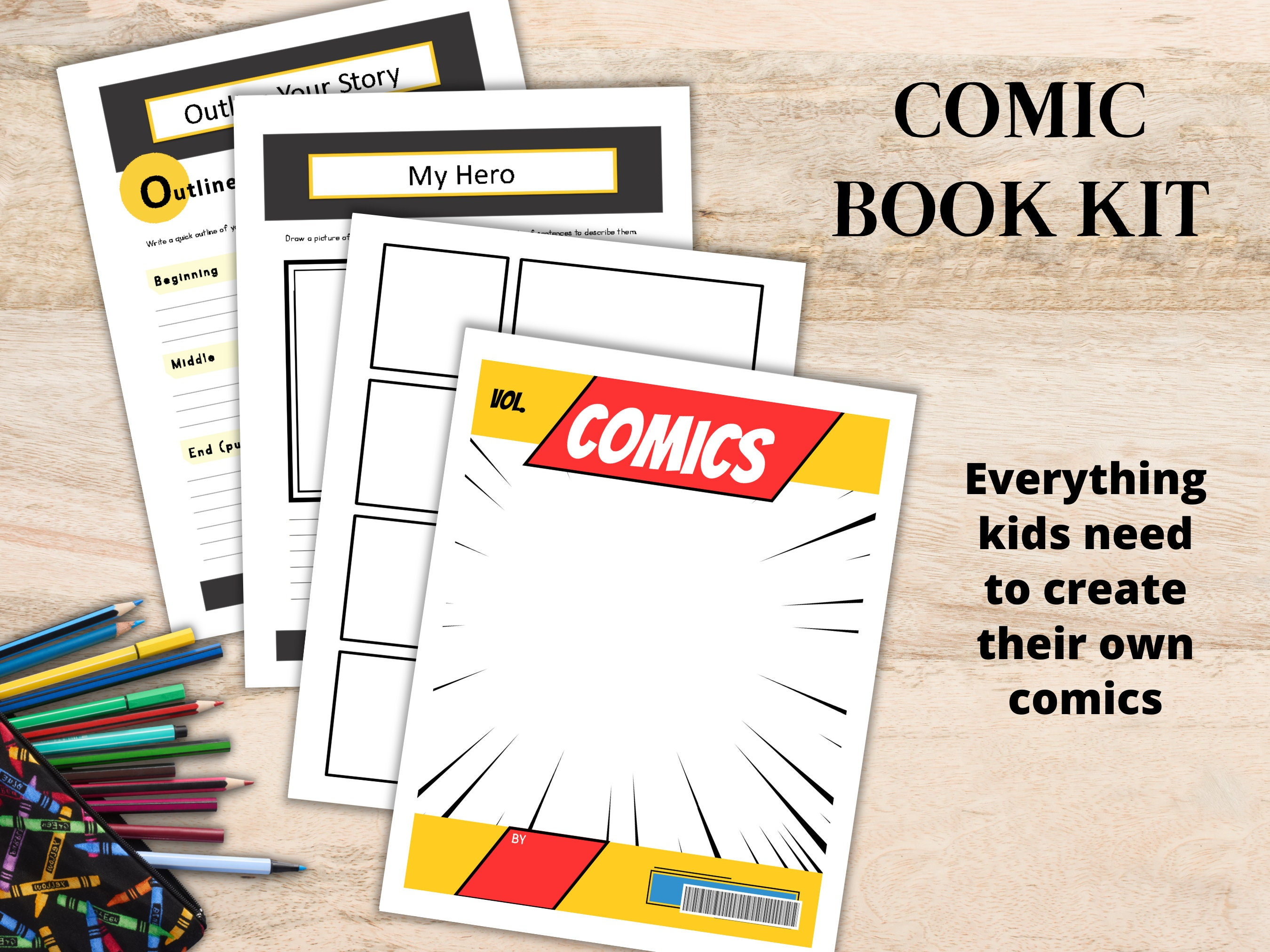 Comic Book Template, Comic Book Kit, Blank Comic Book Template, Comic ...