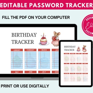 Editable Perpetual Birthday Calendar, Birthday Checklist, Birthdays ...