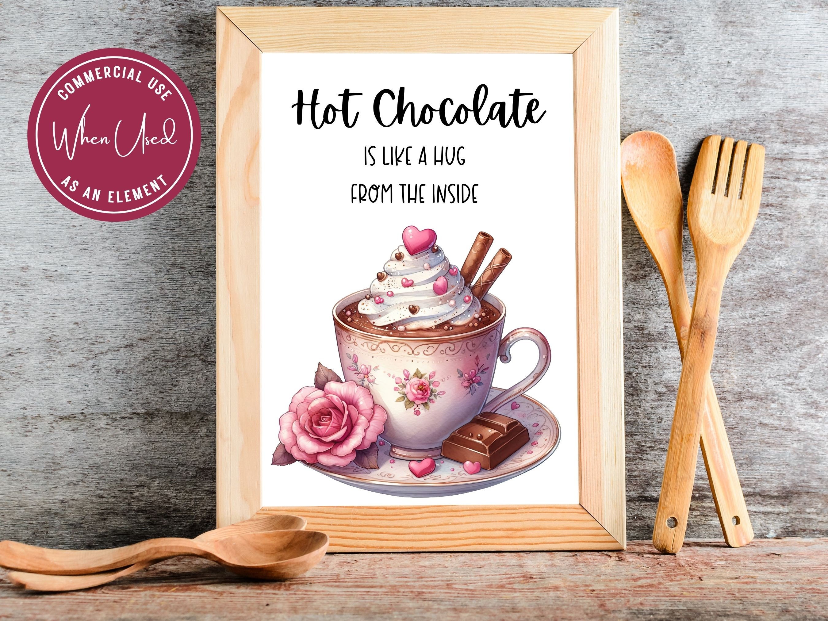 Hot Chocolate Clipart, Watercolor Hot Chocolate Clipart, Love Hot ...