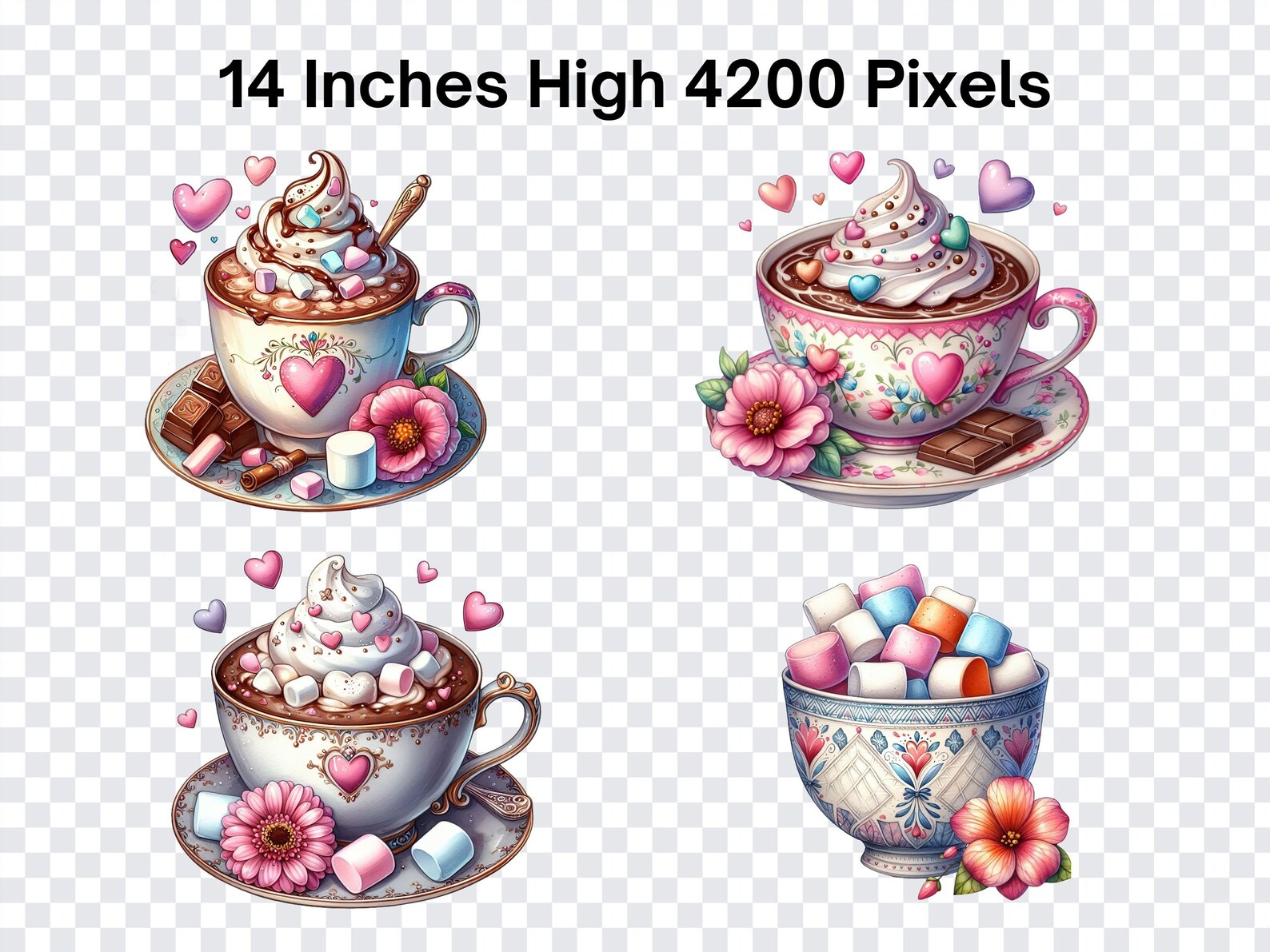 Hot Chocolate Clipart, Watercolor Hot Chocolate Clipart, Love Hot ...