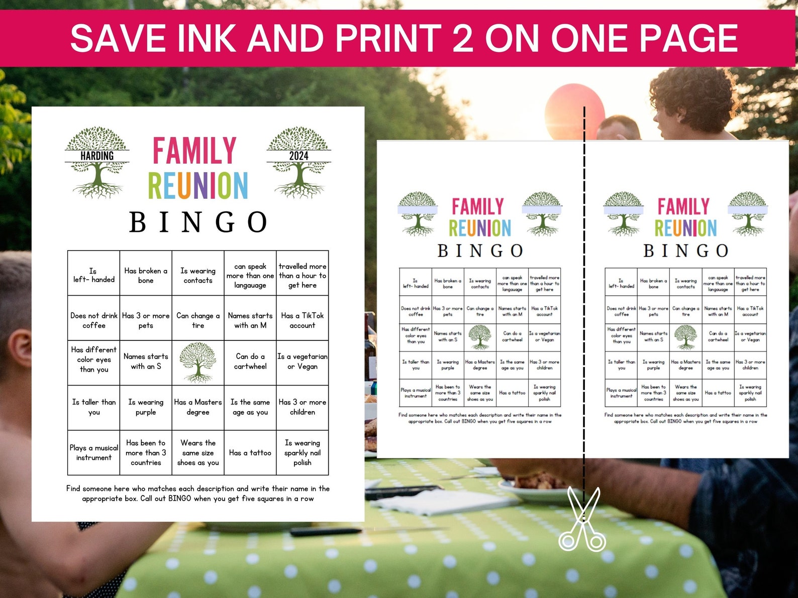 Editable Family Reunion Bingo, Family Reunion Games, Find the Guest ...