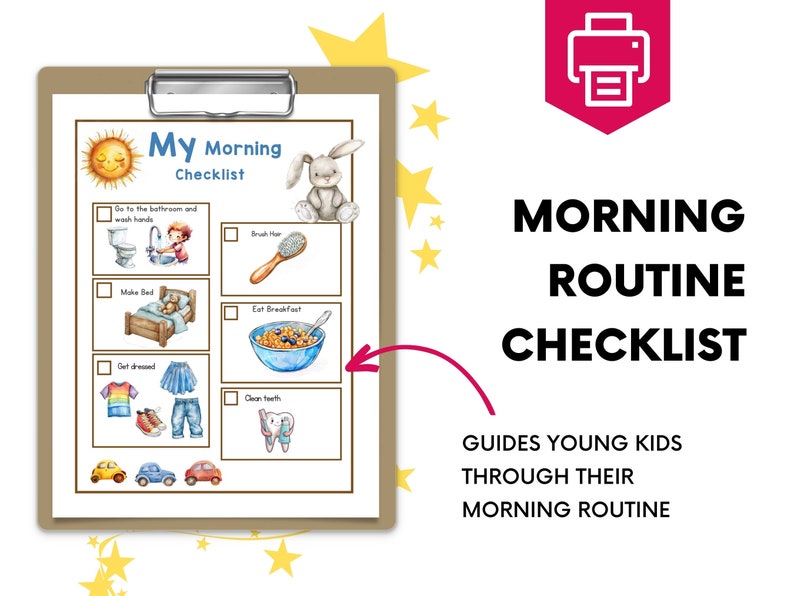 Morning Routine Chart for Kids Visual Schedule Kids Routine Chart ...