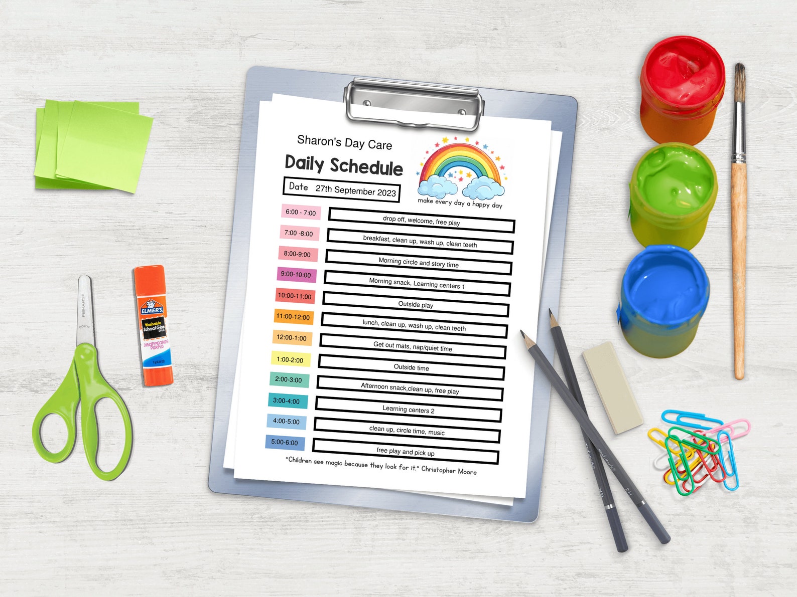 Daily Daycare Schedule, Daily Schedule for Kids, Daily Routine ...